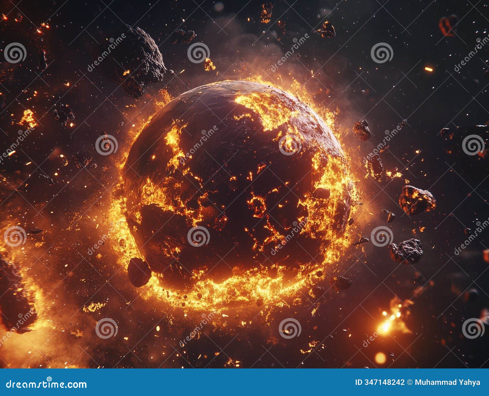 A Dramatic and Highly Detailed Depiction of Planet Earth Exploding in ...
