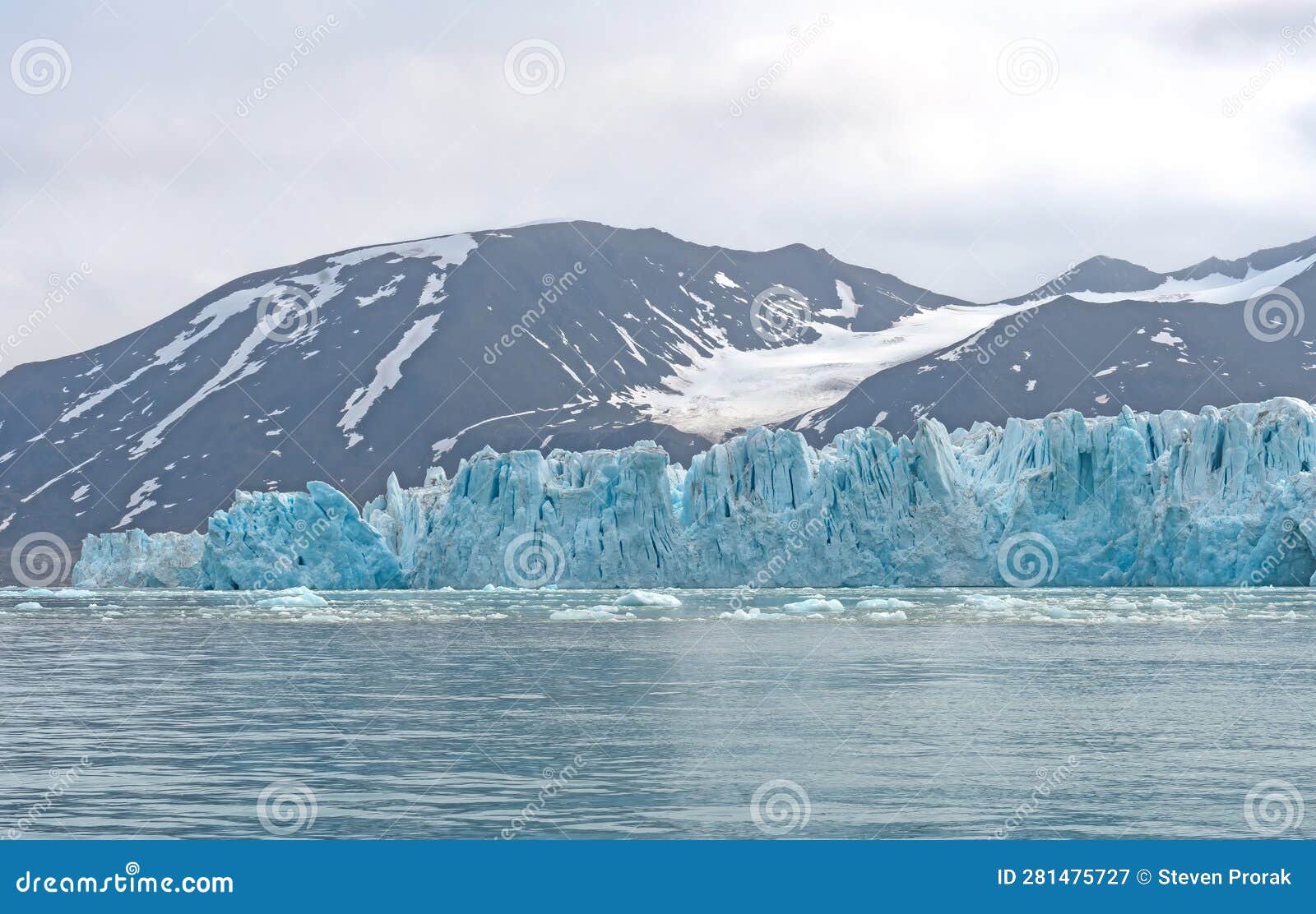 Dramatic Ice Columns on a Glacial Front Stock Image - Image of ...
