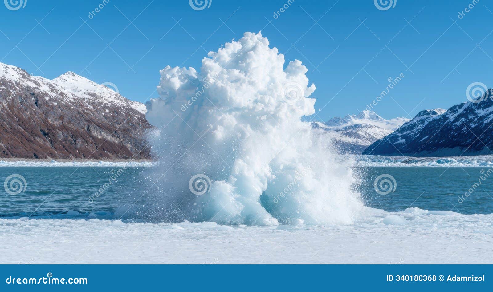 Dramatic Ice Explosion in Frozen Arctic Landscape Stock Illustration ...