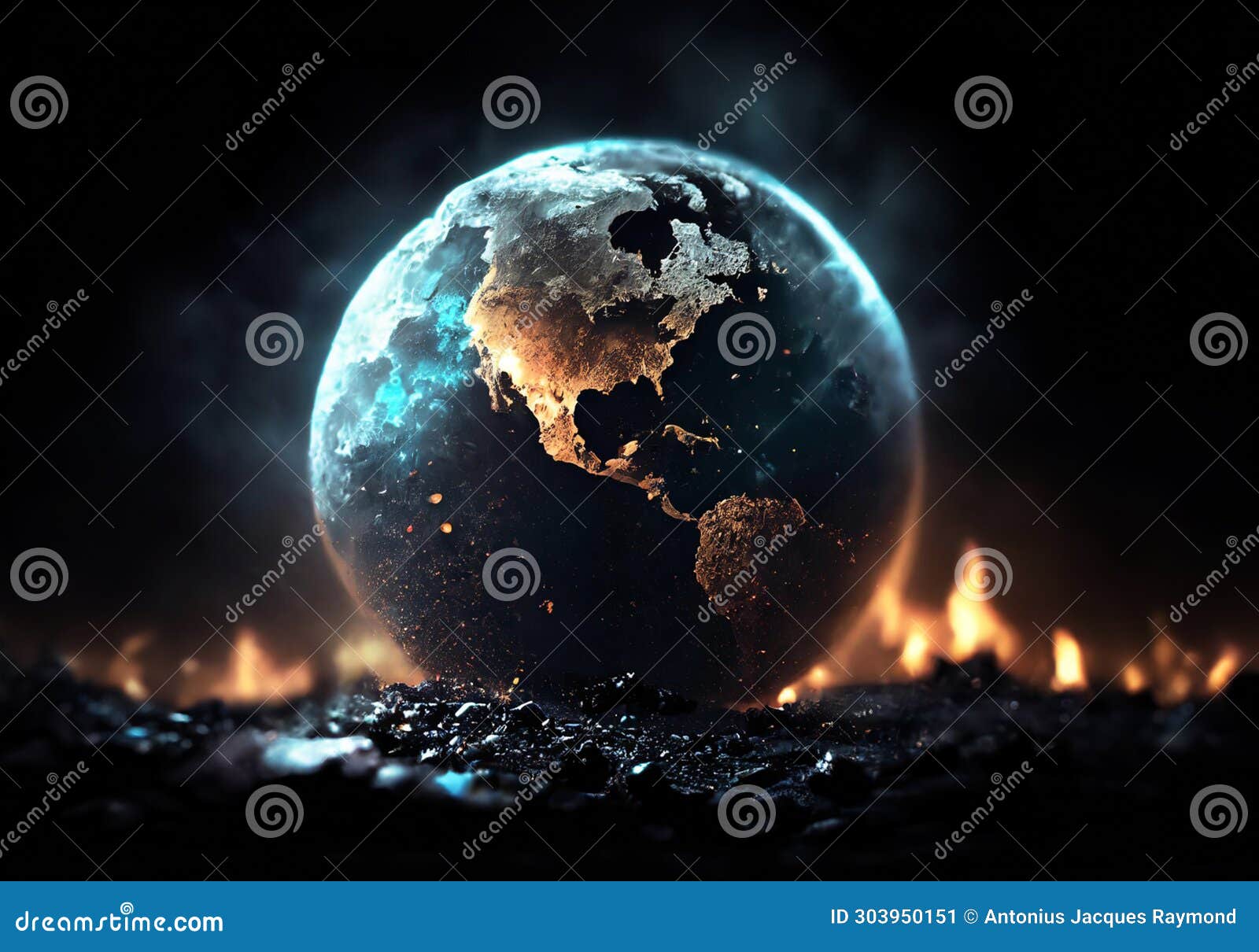 Dramatic Illustration about Destruction of Planet Earth Stock ...