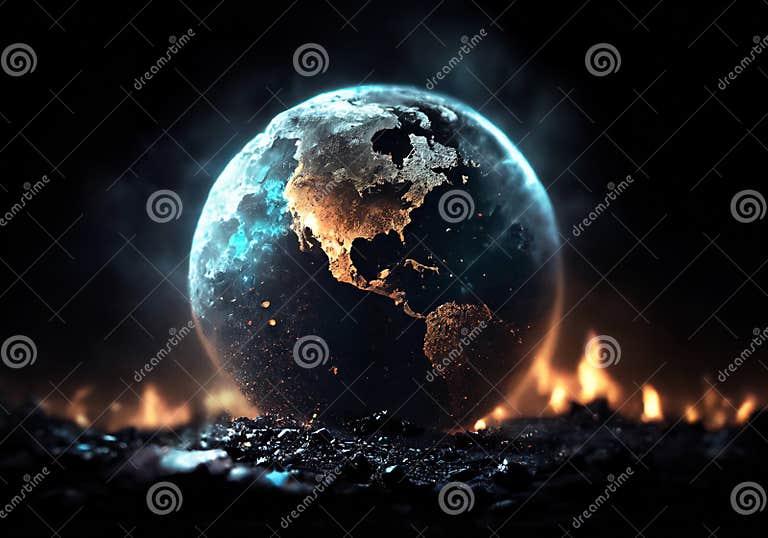 Dramatic Illustration about Destruction of Planet Earth Stock ...