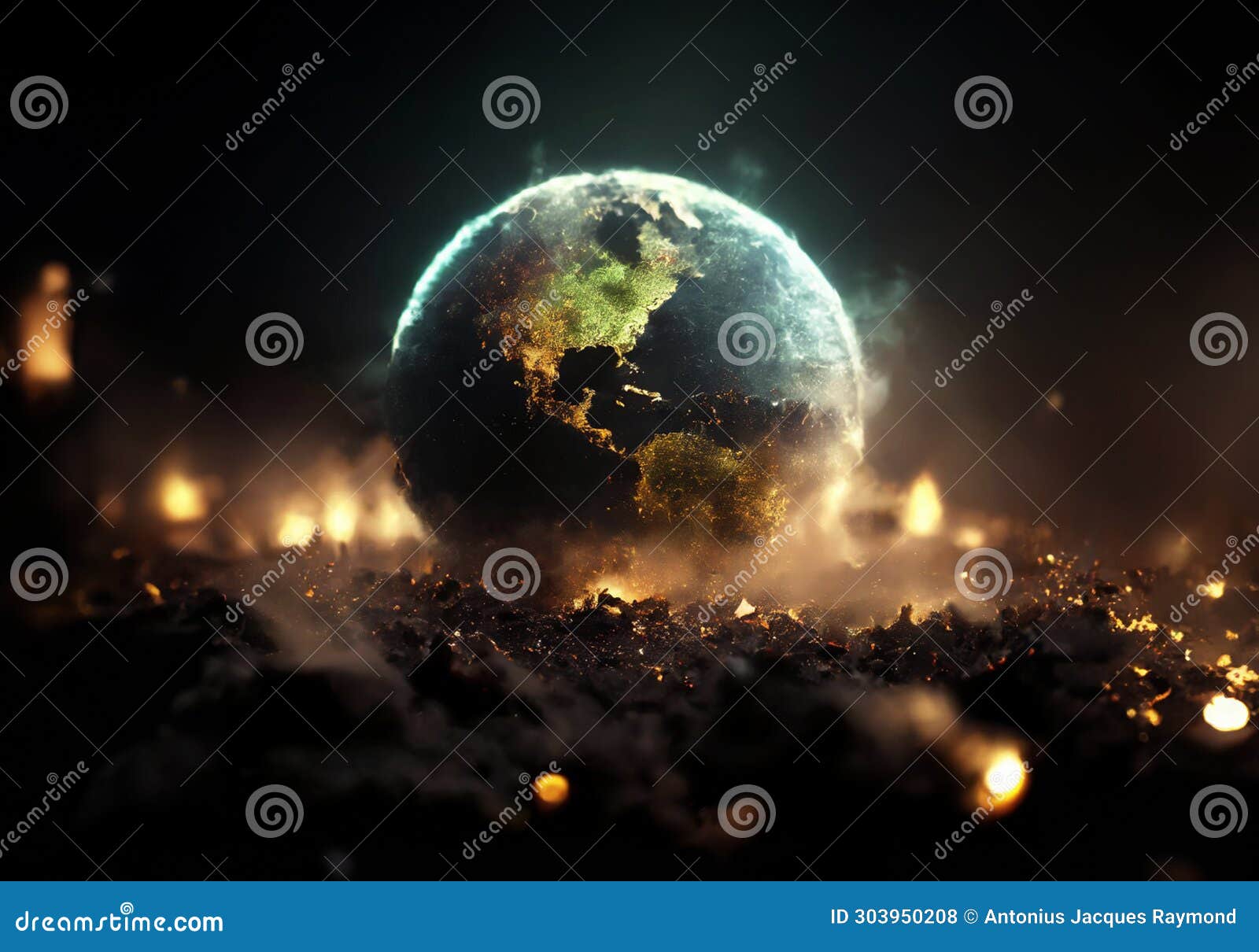 Dramatic Illustration about Destruction of Planet Earth Stock ...