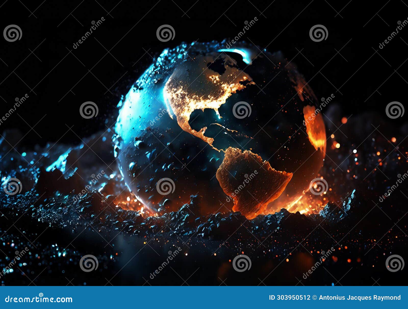 Dramatic Illustration about Destruction of Planet Earth Stock ...
