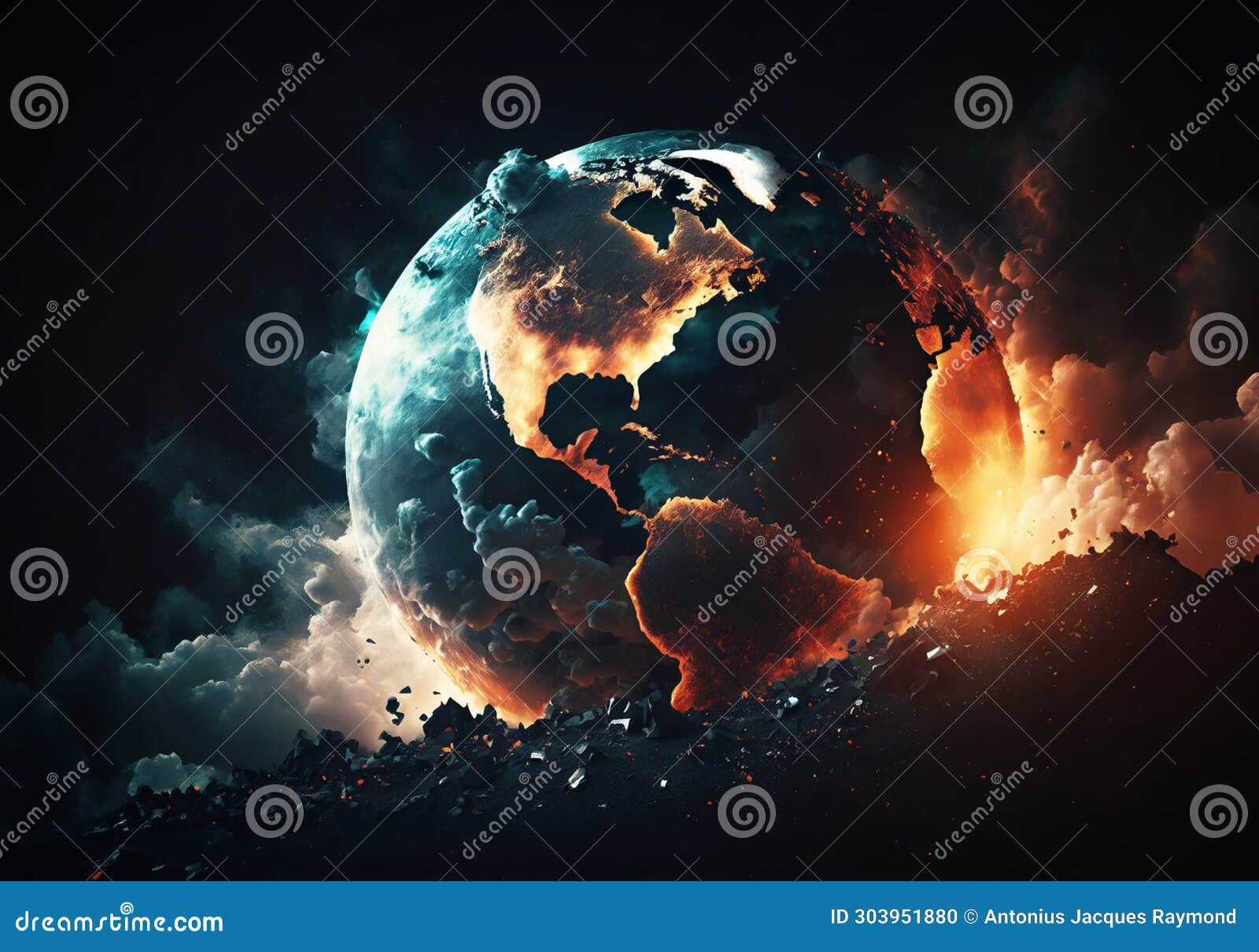 Dramatic Illustration about Destruction of Planet Earth Stock ...