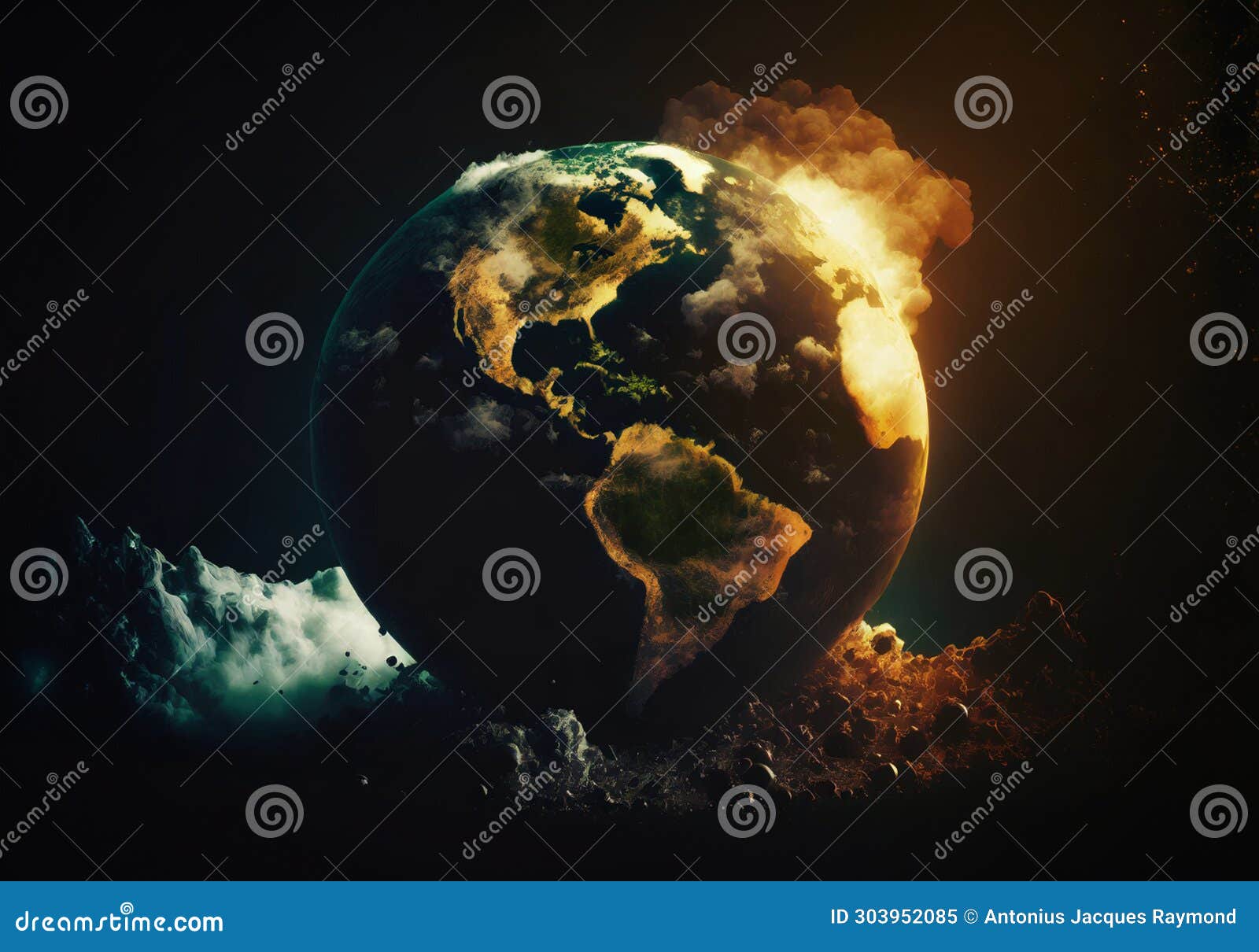 Dramatic Illustration about Destruction of Planet Earth Stock ...