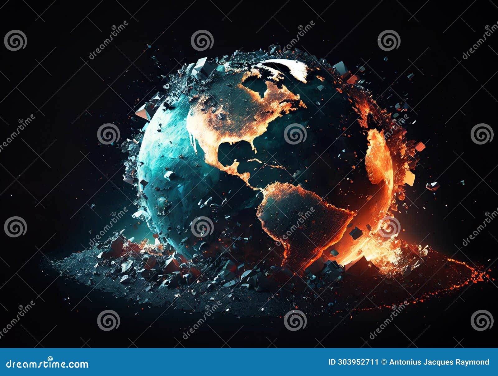 Dramatic Illustration about Destruction of Planet Earth Stock ...