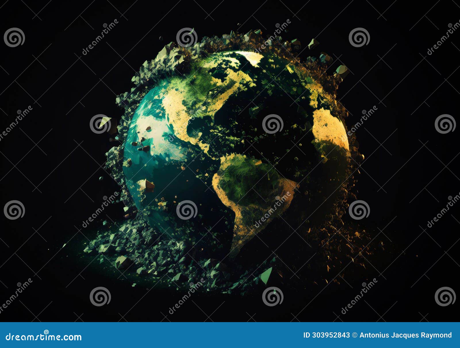 Dramatic Illustration about Destruction of Planet Earth Stock ...