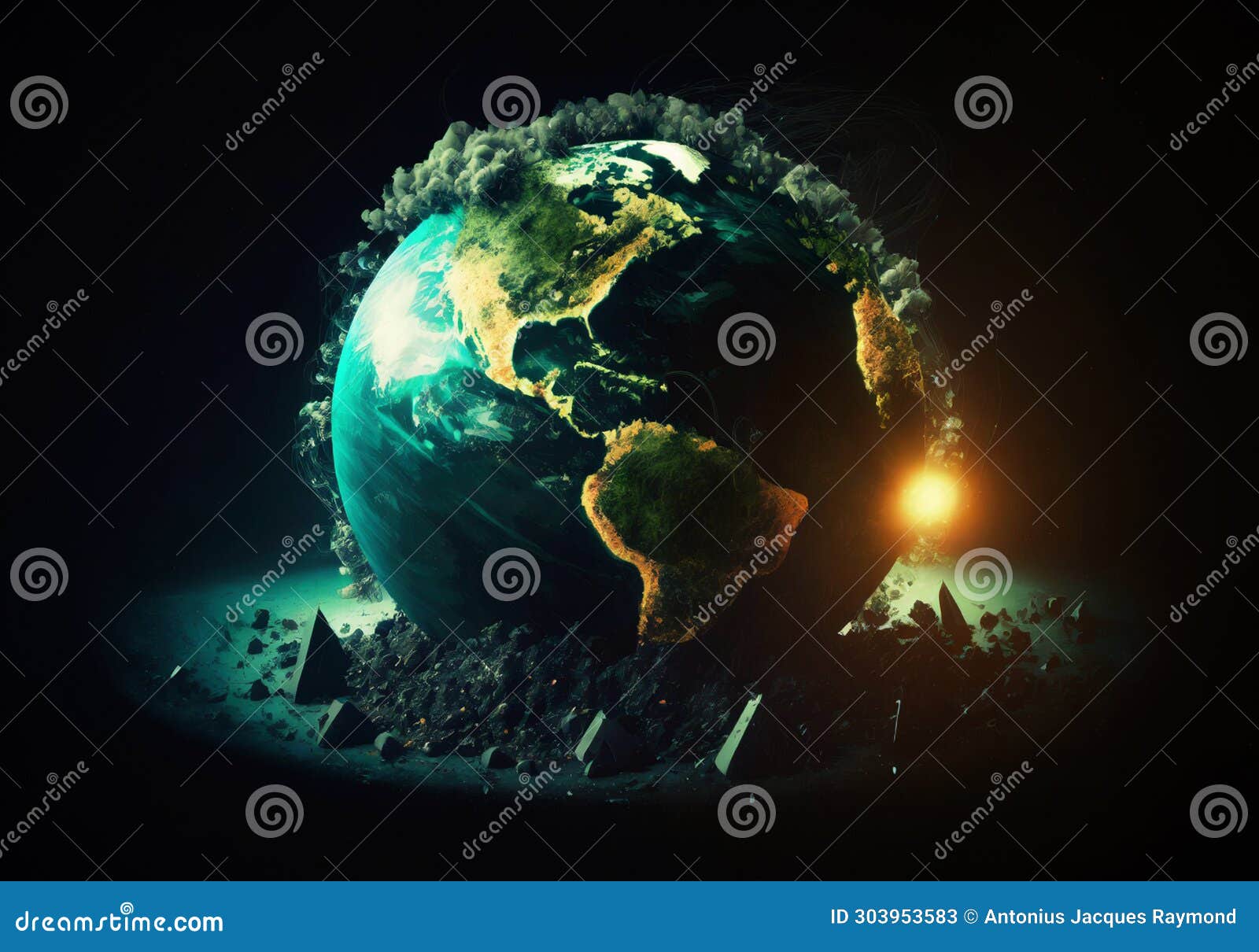 Dramatic Illustration about Destruction of Planet Earth Stock ...