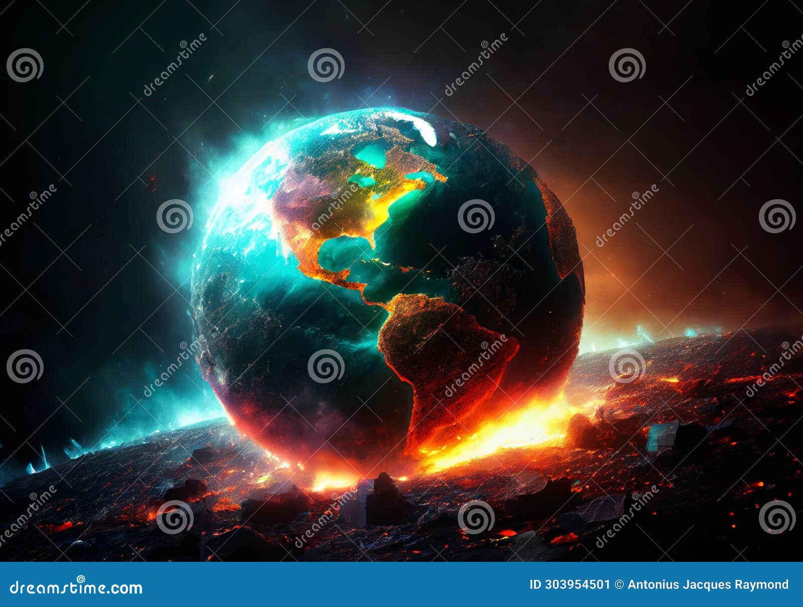 Dramatic Illustration about Destruction of Planet Earth Stock ...