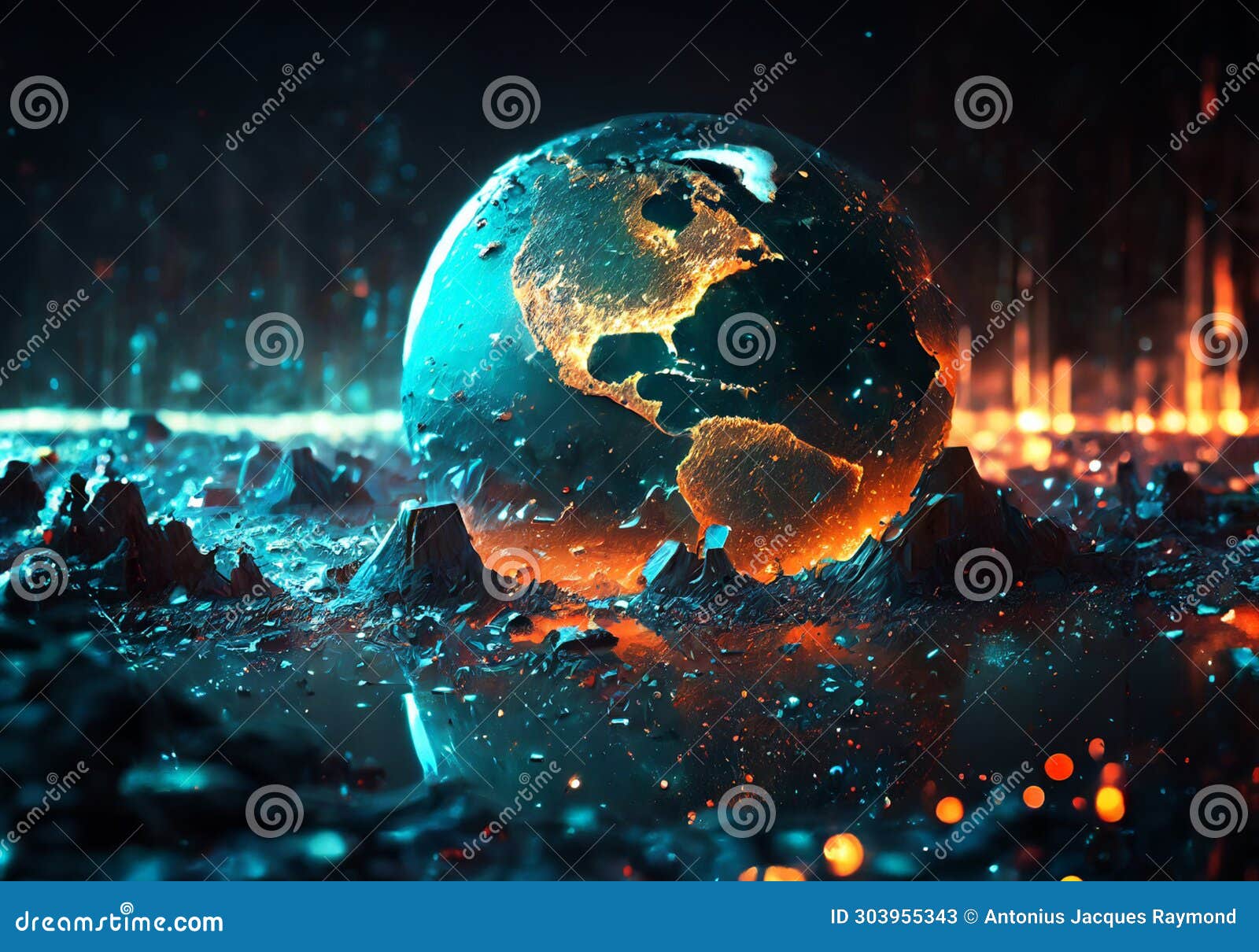 Dramatic Illustration about Destruction of Planet Earth Stock ...