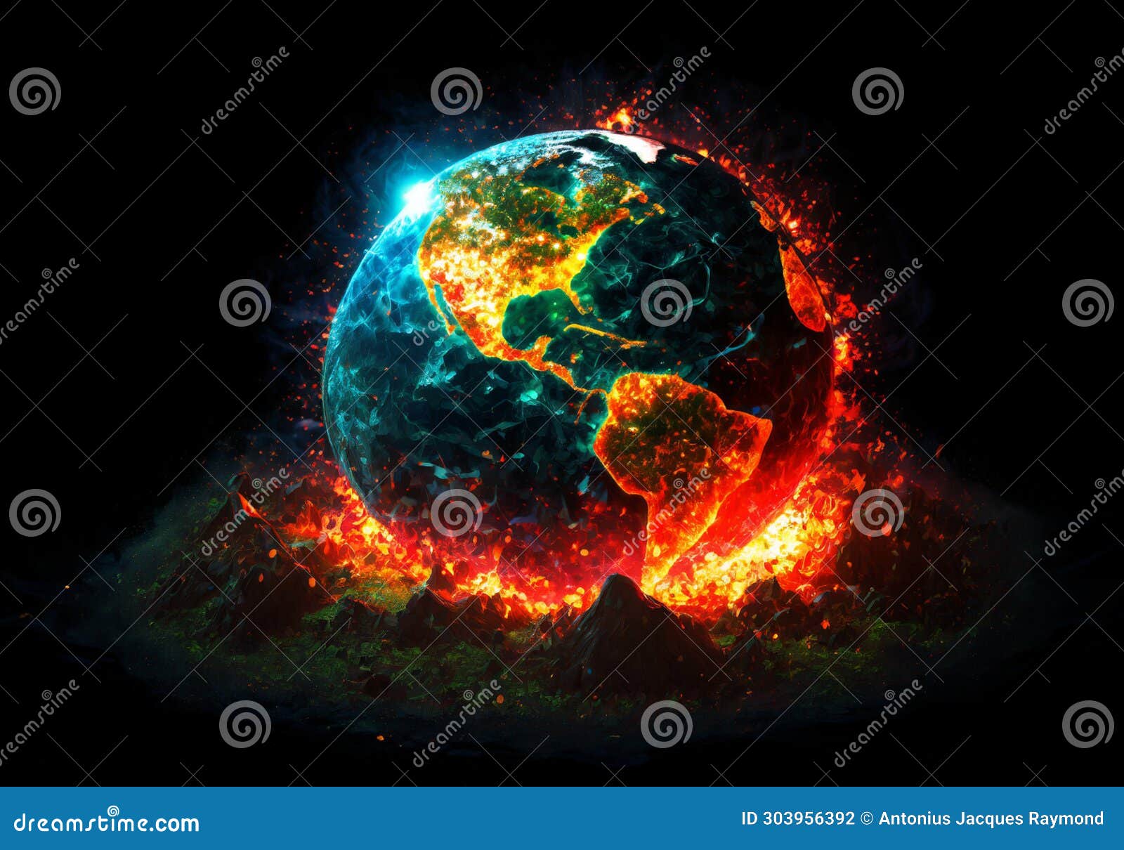 Dramatic Illustration about Destruction of Planet Earth Stock ...