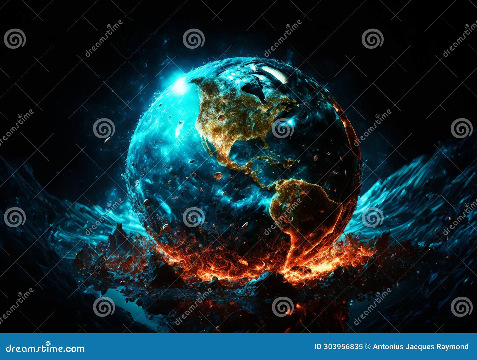 Dramatic Illustration about Destruction of Planet Earth Stock ...