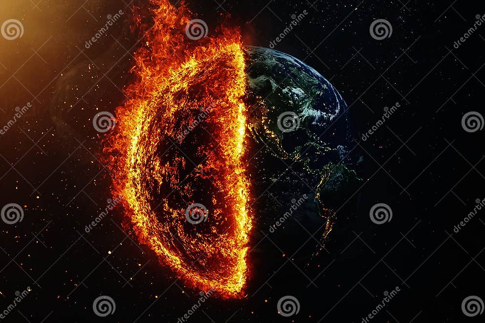 A Dramatic Illustration of Planet Earth in the Midst of Exploding Due ...