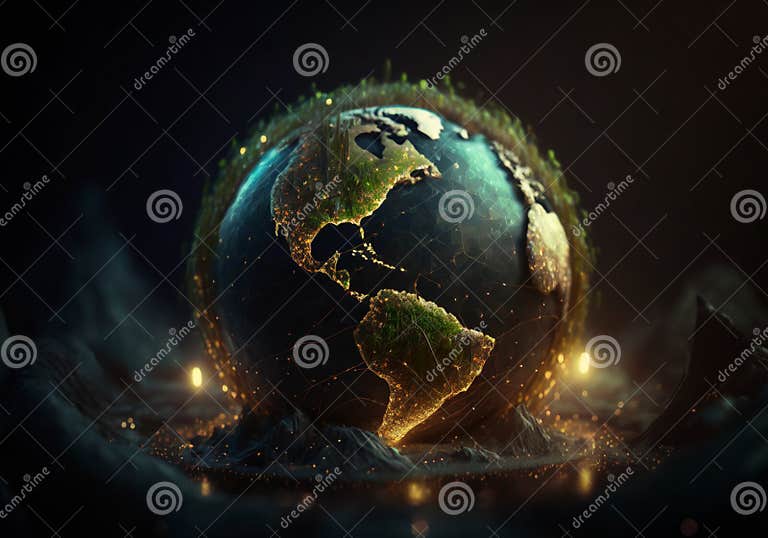 Dramatic Illustration about Saving Planet Earth from Environmental ...