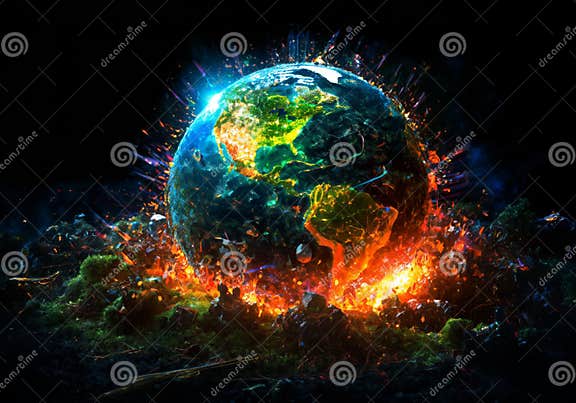 Dramatic Illustration about Saving Planet Earth from Environmental ...