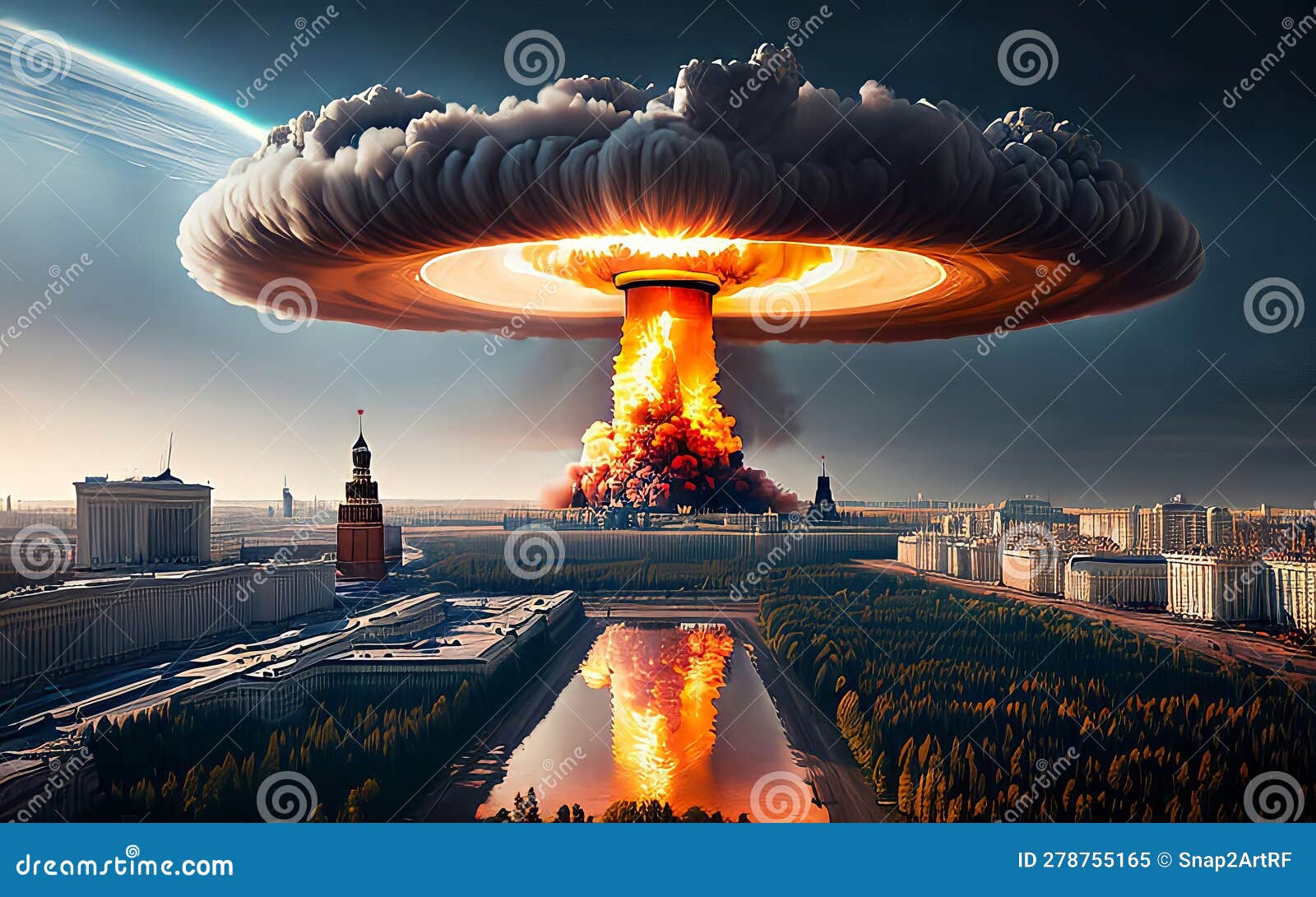 Dramatic Image of an Atom Bomb Exploding in a Modern City, Created with ...