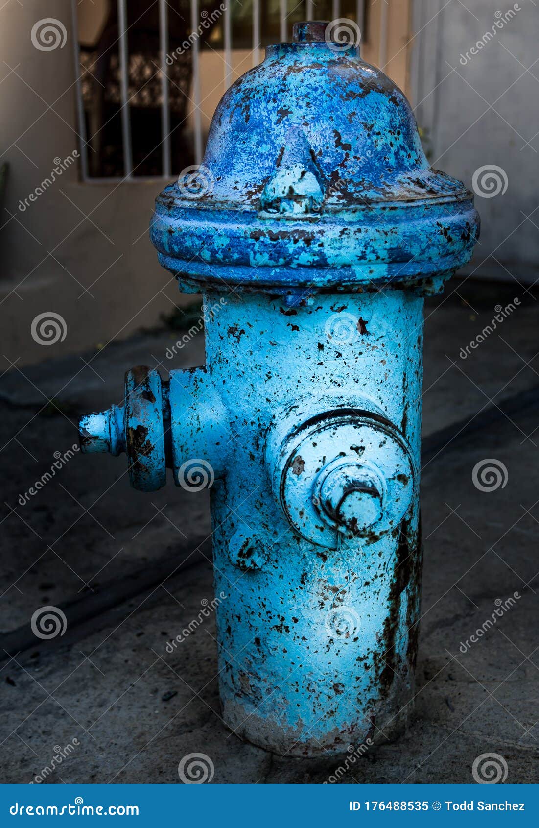 Dramatic Image of a Bright Aqua Blue Old Rusted Street Fire Hydrant ...