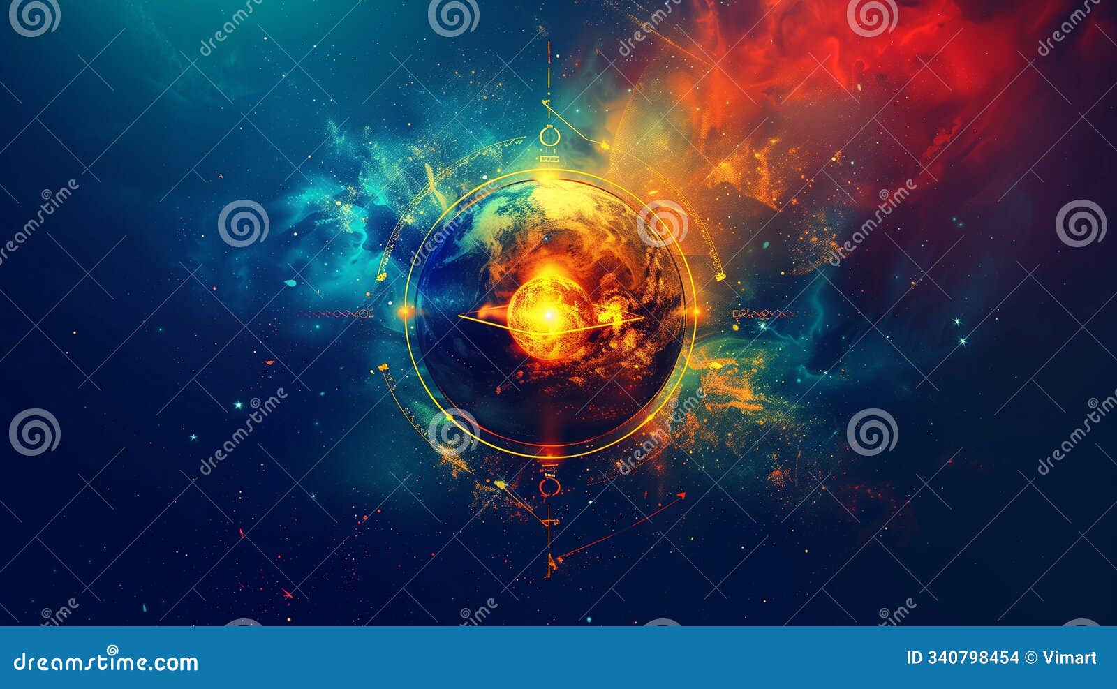 A Dramatic Image of a Burning Earth with a Compass Overlay. Perfect for ...