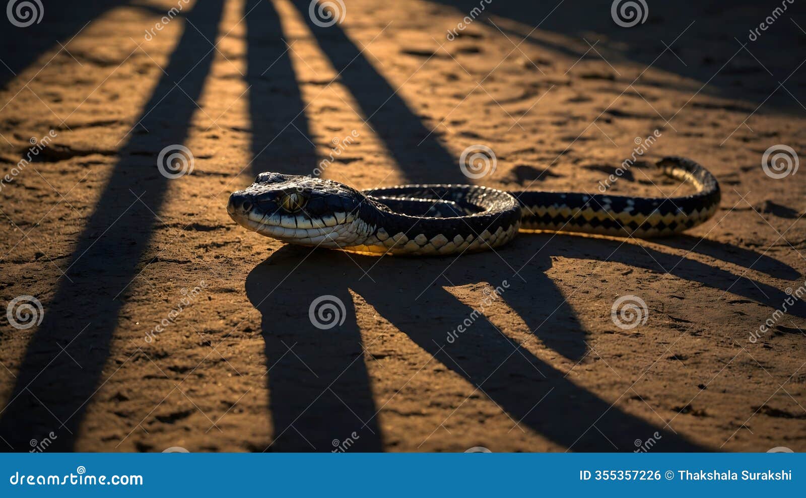 Night Sky Over Spider Tailed Horned Viper with Tail Highlighted Against ...