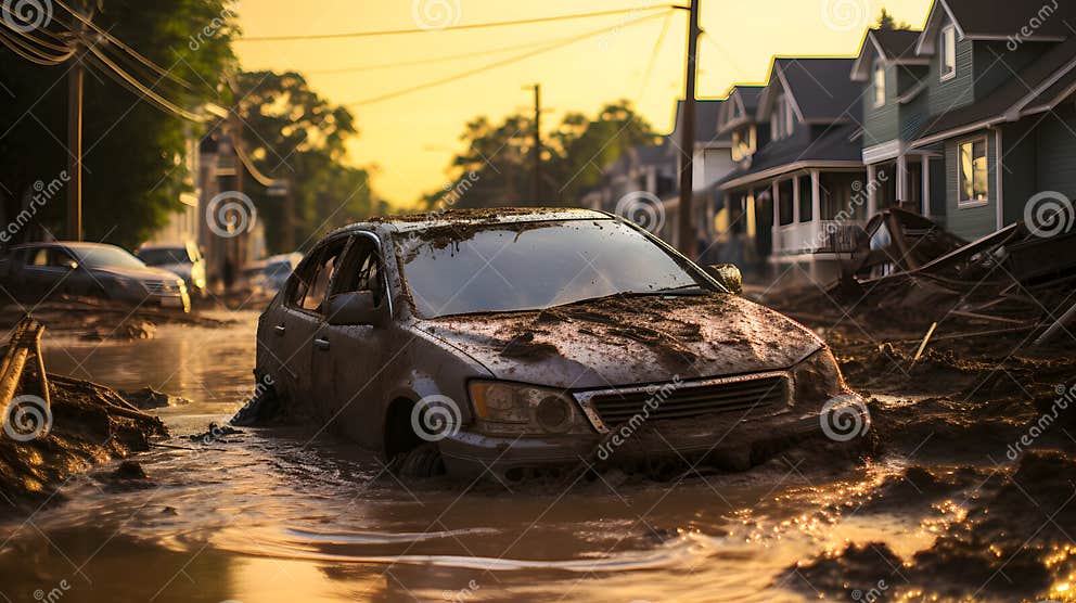 A Dramatic Image Capturing the Aftermath of Heavy Flooding Caused by ...