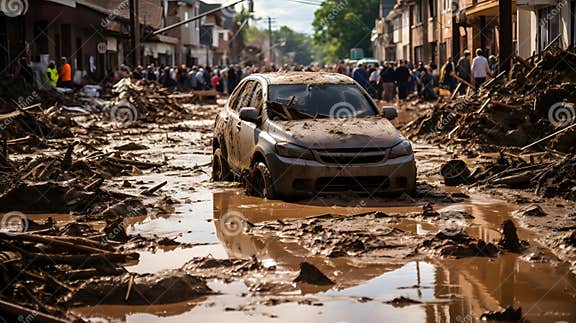 A Dramatic Image Capturing the Aftermath of Heavy Flooding Caused by ...