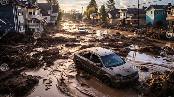 A Dramatic Image Capturing the Aftermath of Heavy Flooding Caused by ...