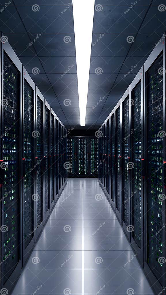 Dramatic Image of Data Center with Servers and Storage Units Stock ...