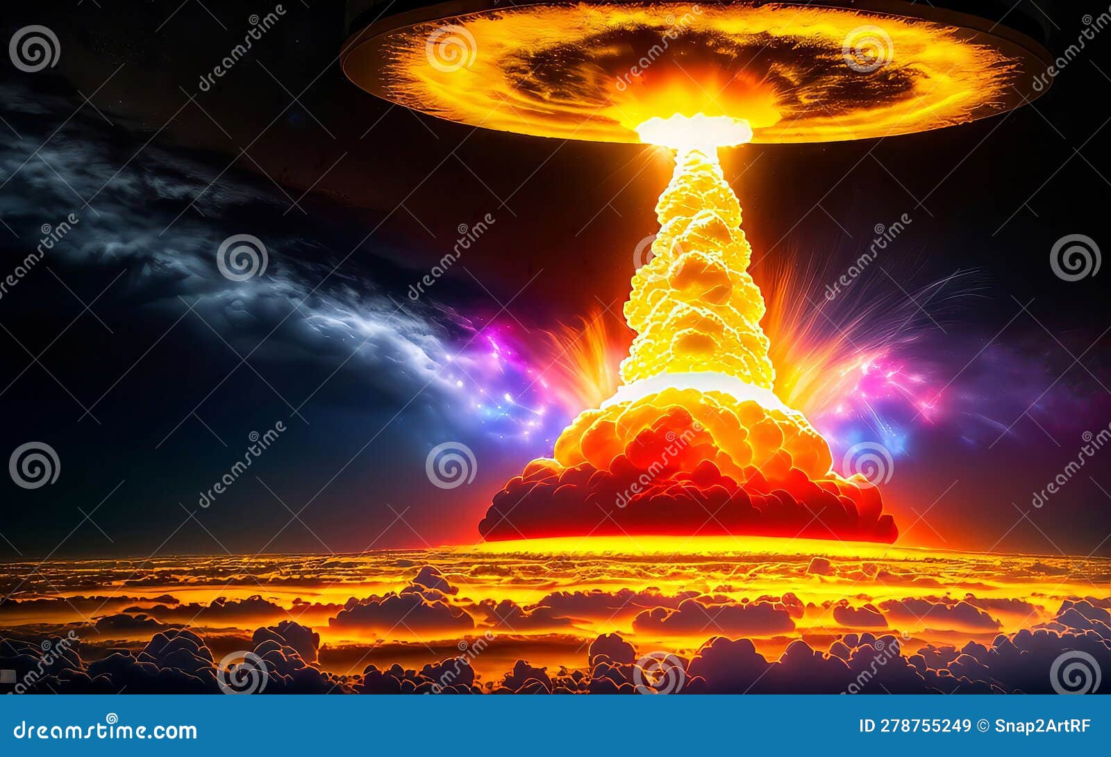 Dramatic Image of Effect Above the Clouds of Atom Bomb Exploding ...