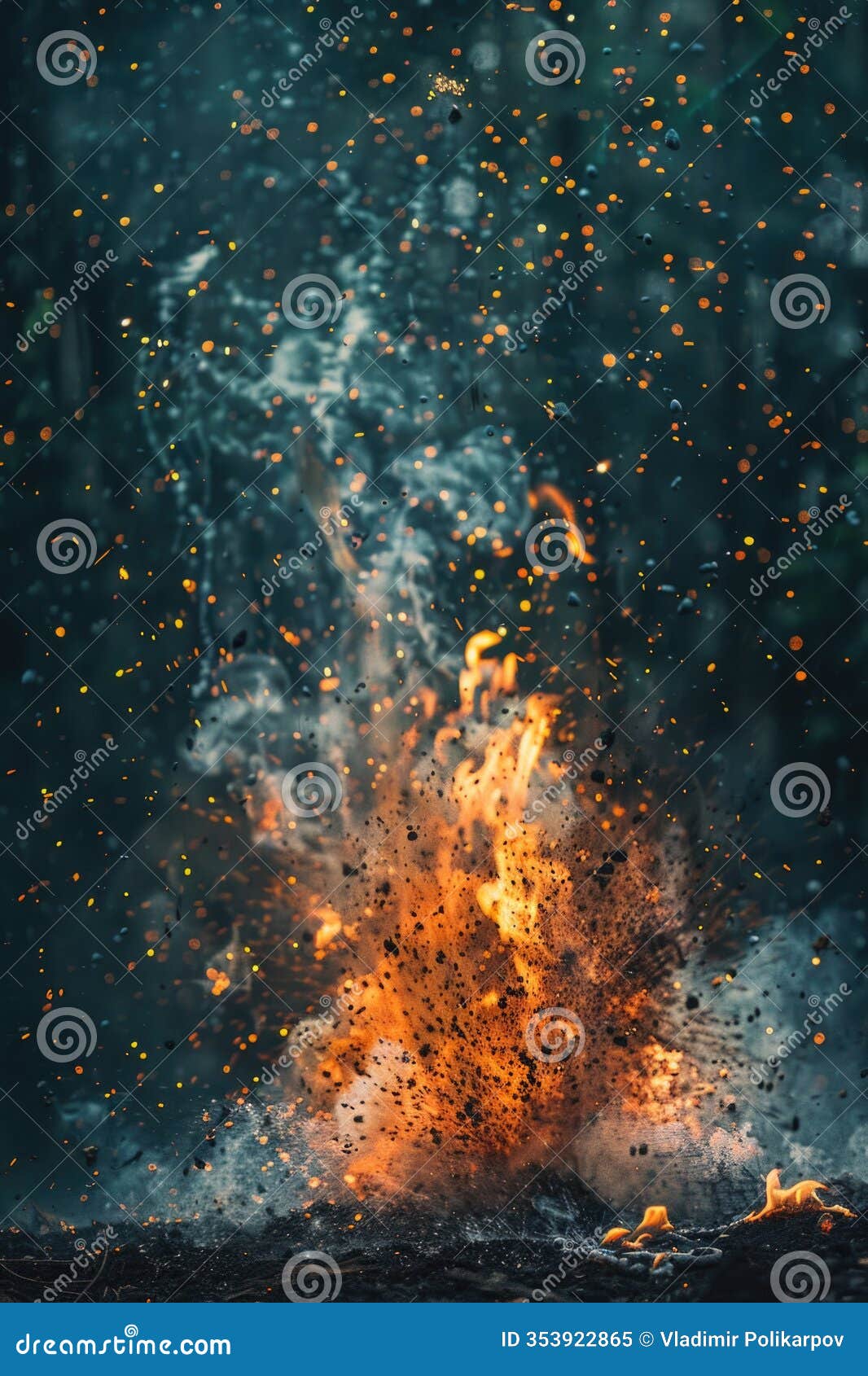 A Dramatic Image of Fire Exploding in the Air, Perfect for Illustrating ...