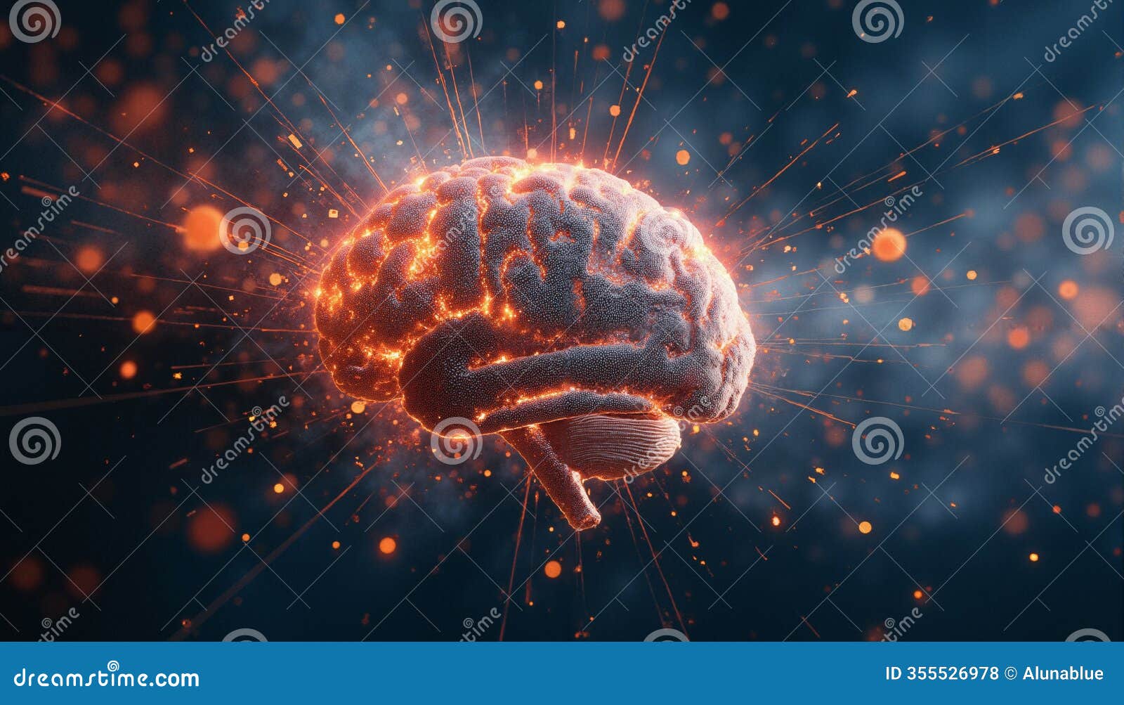 Brain Ignites Universal Neural Storm Stock Photo - Image of ...