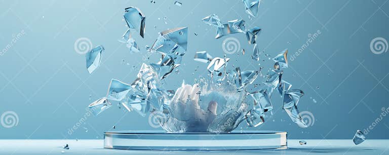 Dramatic Image of an Ice-blue Sphere Exploding on a Sleek Surface Stock ...