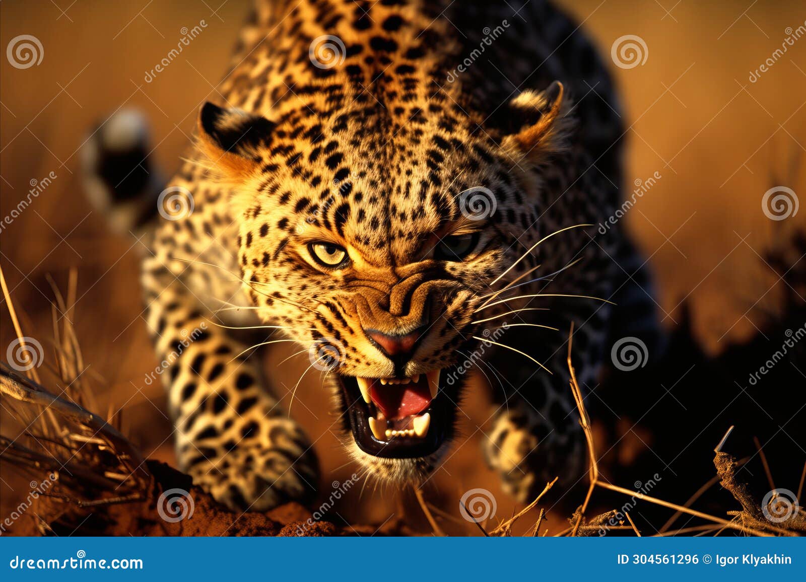 Dramatic Image of Leopard Stalking and Pouncing on Antelope in Vast ...