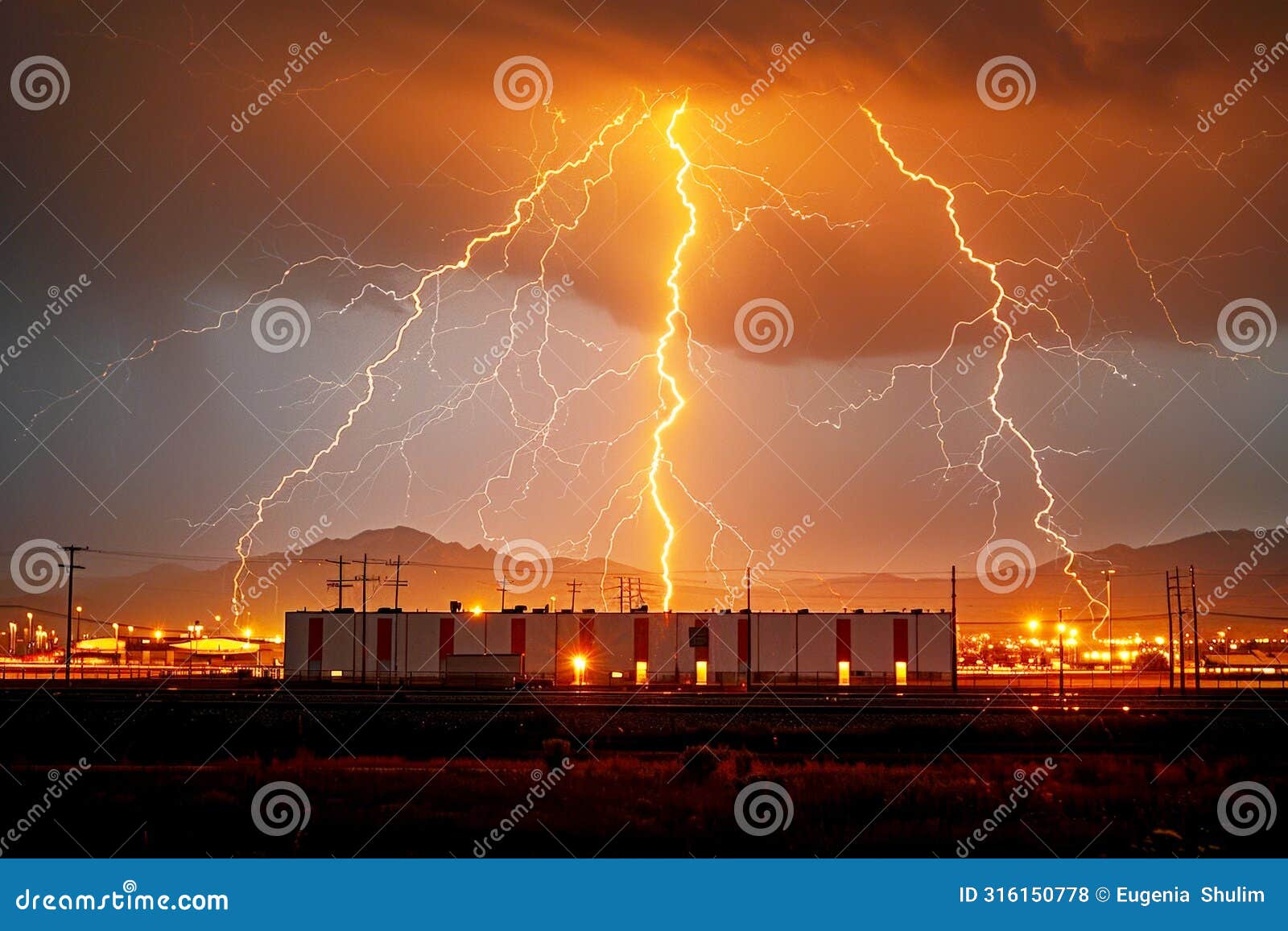 Dramatic Image of a Powerful Lightning Bolt Streaking Across the Sky ...