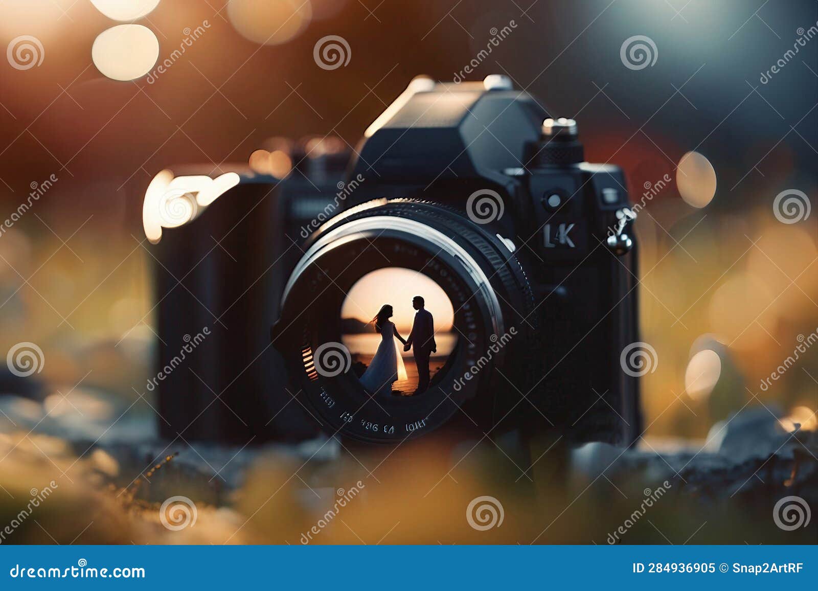 Dramatic Image of Reflection of Romantic Couple in Camera Lens, Created ...