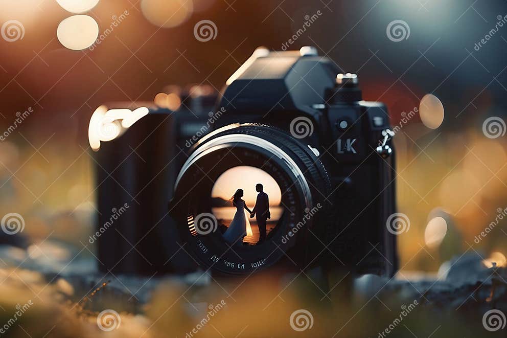 Dramatic Image of Reflection of Romantic Couple in Camera Lens, Created ...