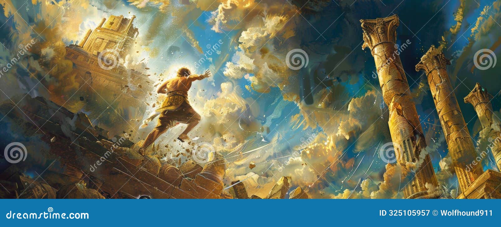 A Dramatic Image of Samson Breaking the Pillars of the Philistine ...