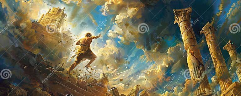 A Dramatic Image of Samson Breaking the Pillars of the Philistine ...