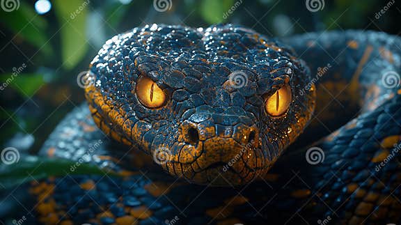 A Dramatic Image of a Snake Coiled Around a Tree Branch Stock Photo ...