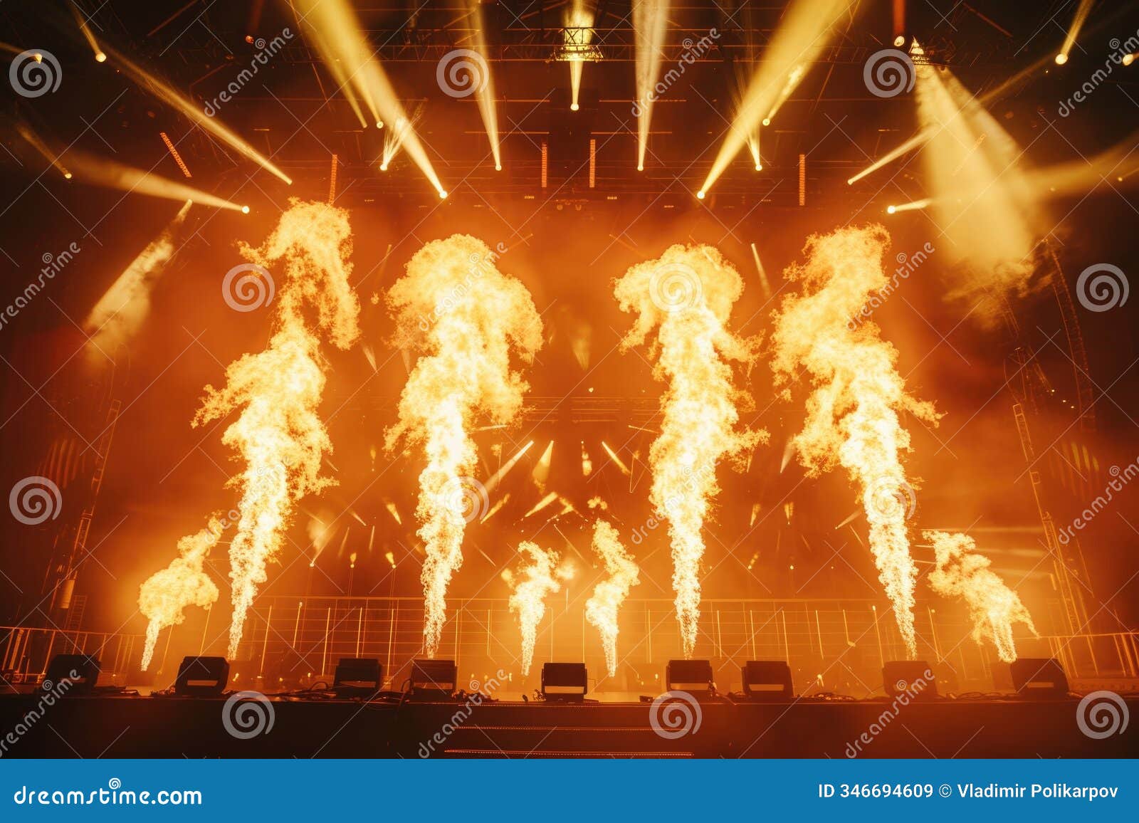 A Dramatic Image of a Stage Engulfed in Flames, Perfect for Conveying ...