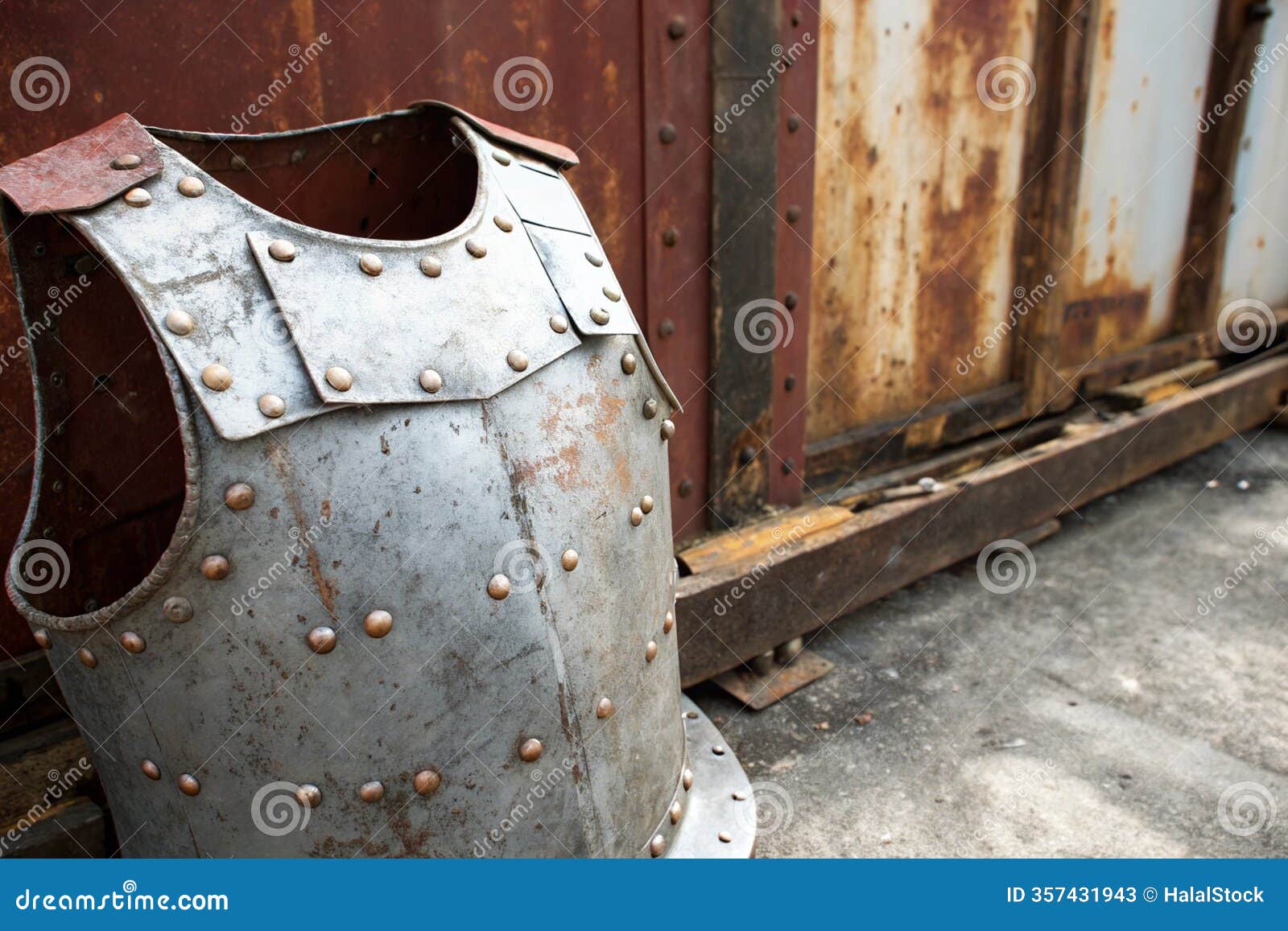 Torn Metal Armor Over Rusty Grunge Background Stock Illustration ...