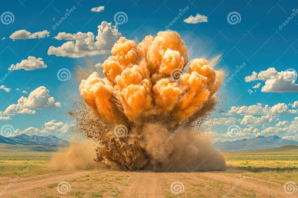 Dramatic Impact: Explosive Dirt Cloud in Action Stock Illustration ...
