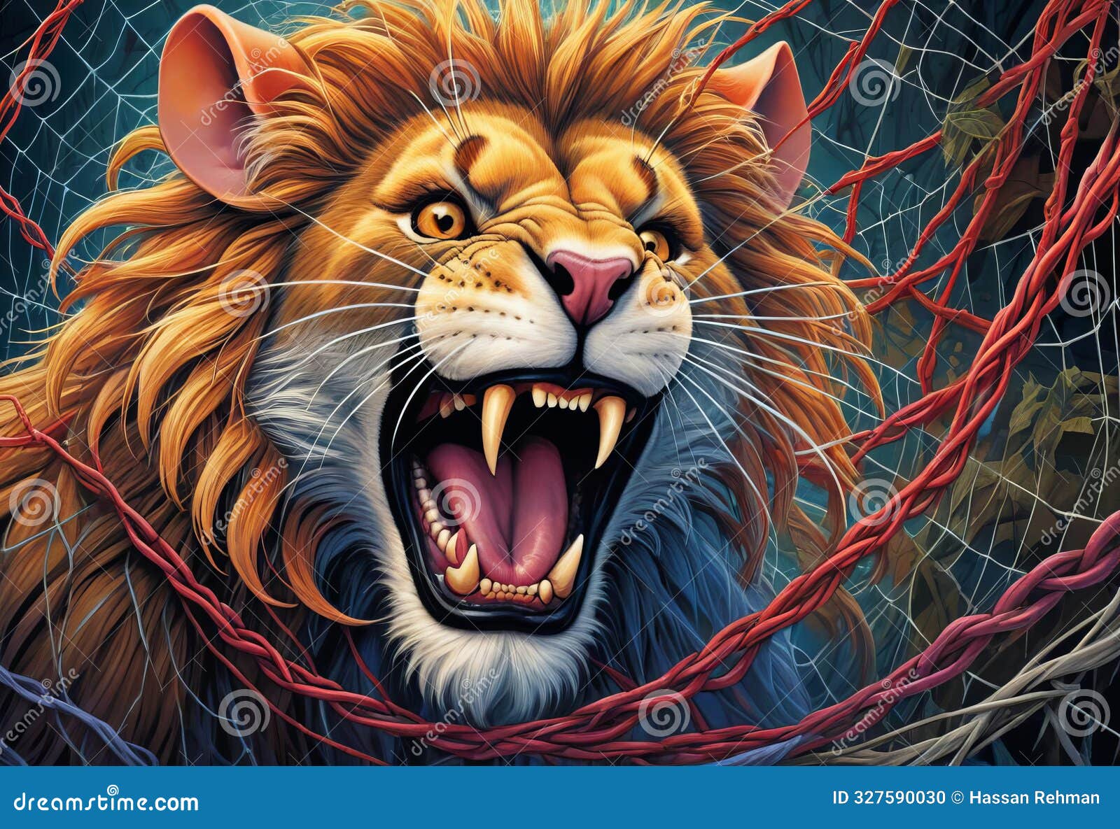 Dramatic And Intense Illustration Of A Mouse Gnawing At A Tangled Web ...