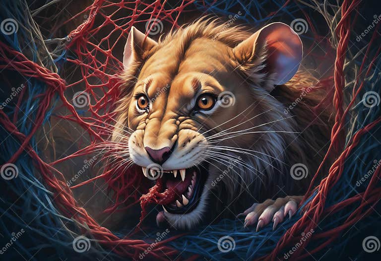 Dramatic and Intense Illustration of a Mouse Gnawing at a Tangled Web ...