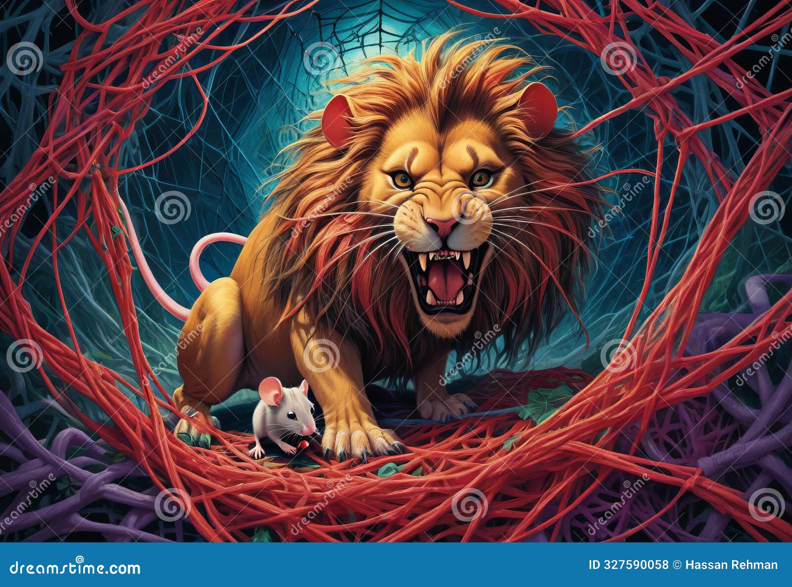 Dramatic And Intense Illustration Of A Mouse Gnawing At A Tangled Web ...