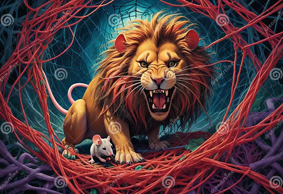 Dramatic and Intense Illustration of a Mouse Gnawing at a Tangled Web ...