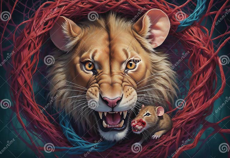 Dramatic and Intense Illustration of a Mouse Gnawing at a Tangled Web ...