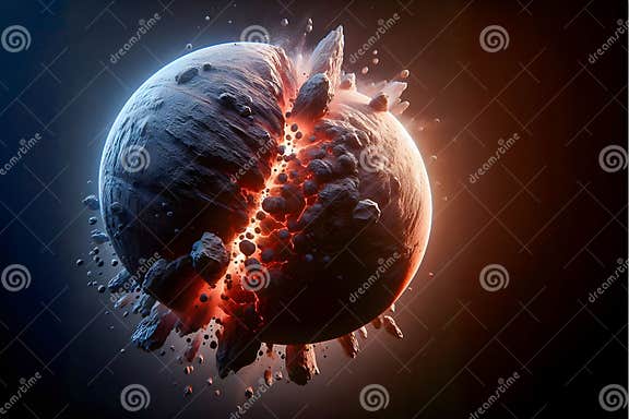 A Dramatic and Intense Scene of Two Celestial Bodies Colliding in Space ...