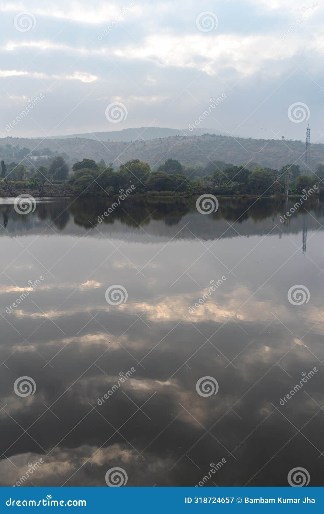 Dramatic Lake Water Reflection of Cloud with Mountain Surrounding at ...