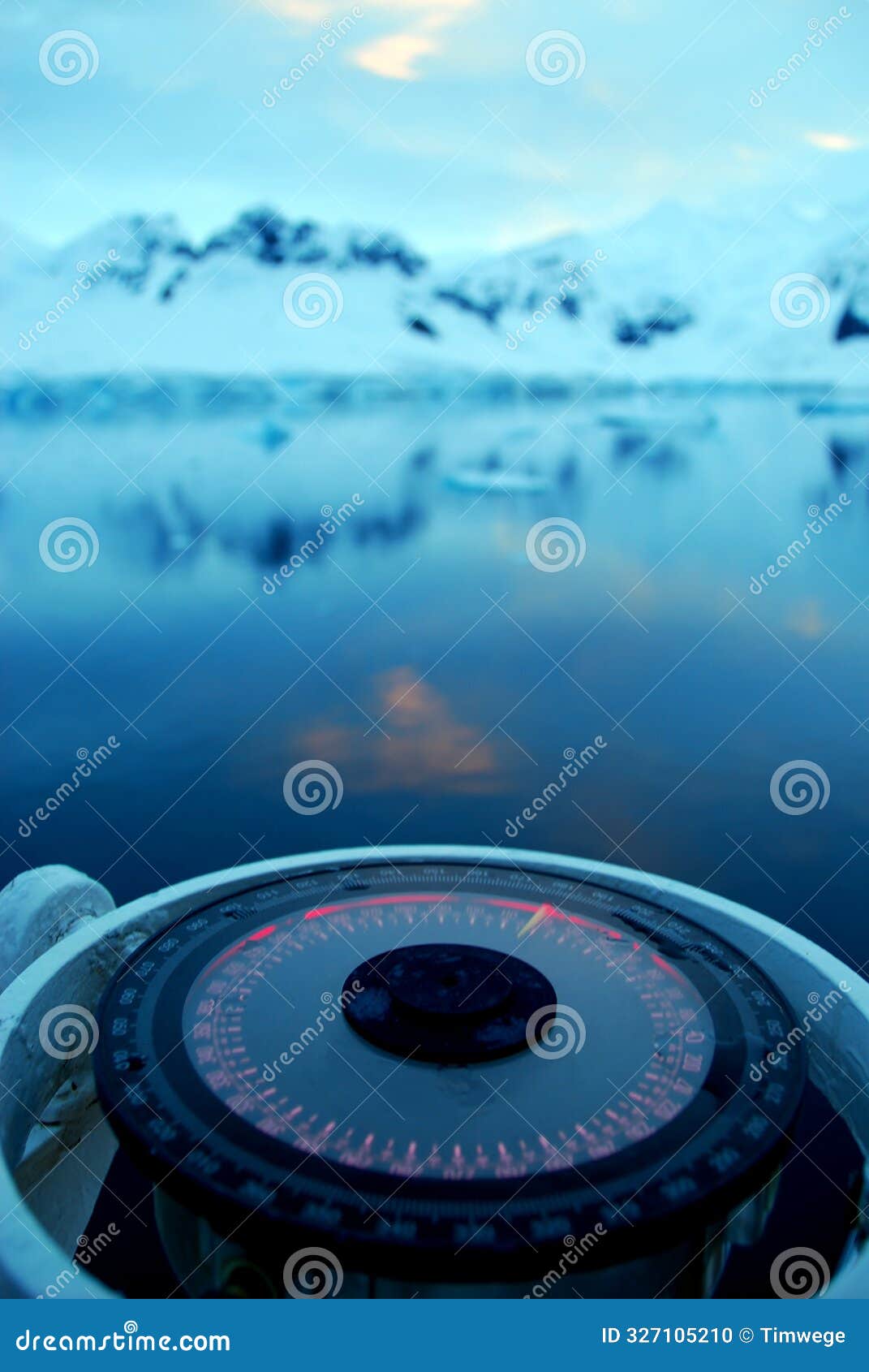 Dramatic Landscape in Antarctica, with Ship Compass Stock Photo - Image ...