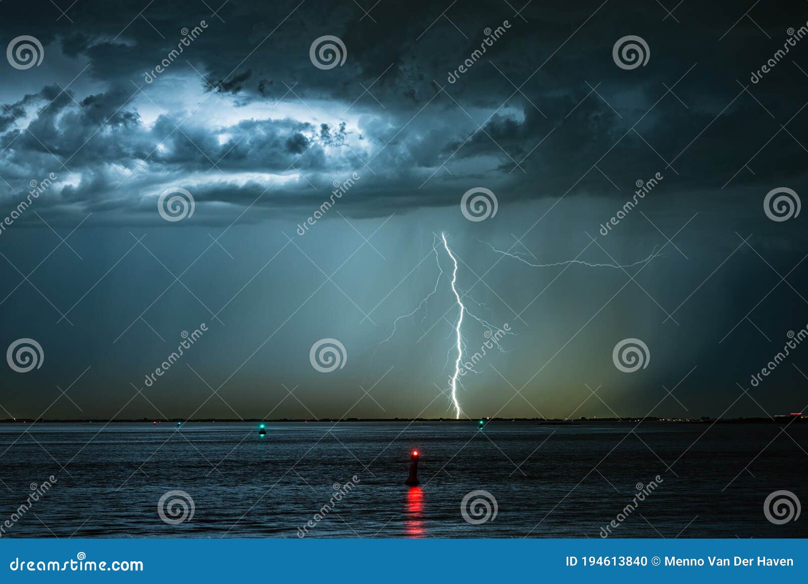 Dramatic Landscape Image of a Lightning Bolt Striking Down Stock Photo ...